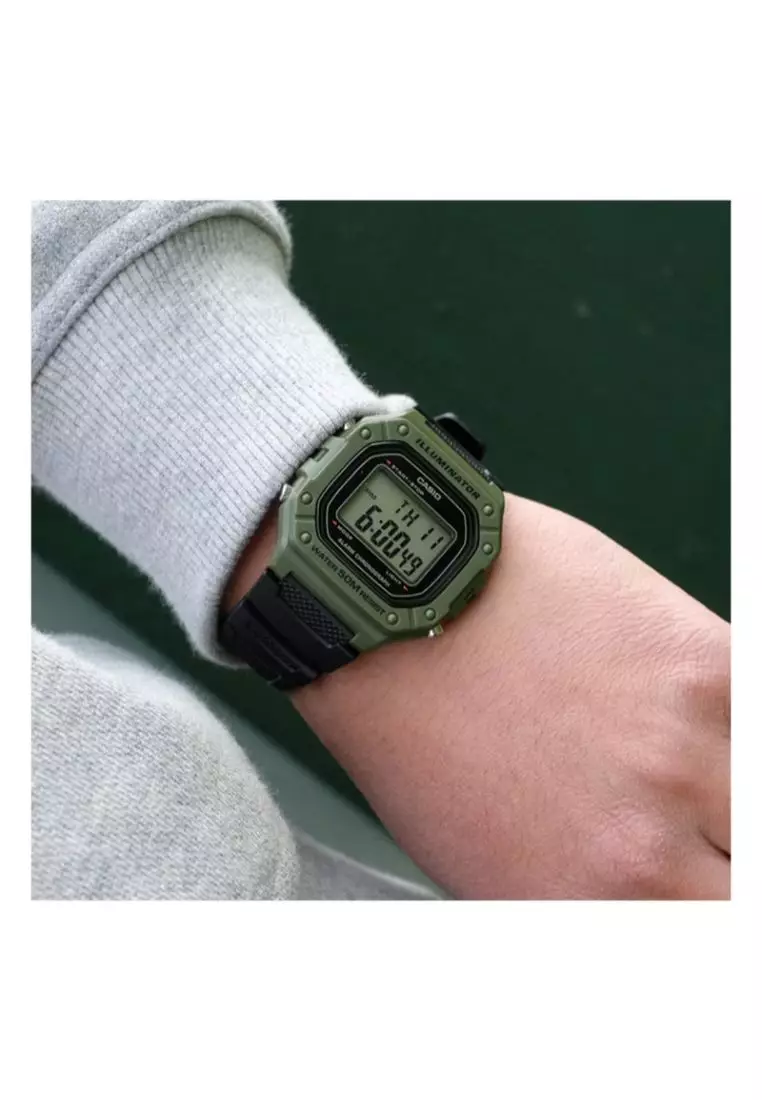 Buy Casio Watches Men's Digital Watch W-218H-3AV Army Green dial with ...
