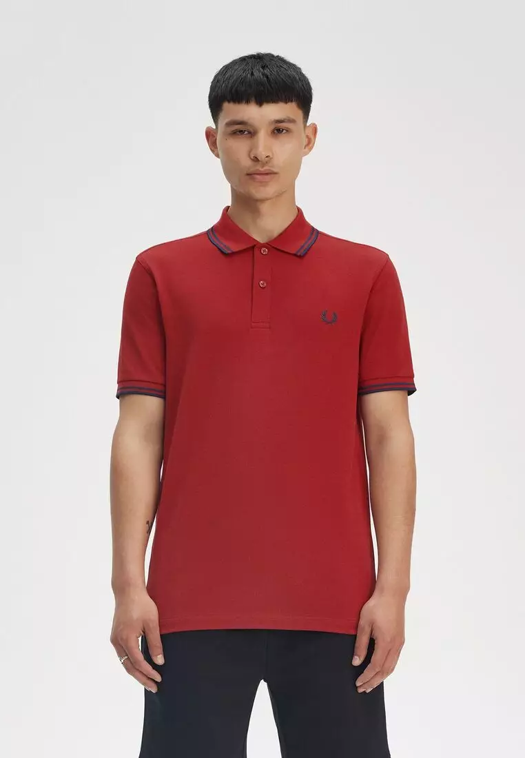Buy Fred Perry Fred Perry M3600 Twin Tipped Fred Perry Shirt (Burnt Red / Navy / Navy) 2025 ...