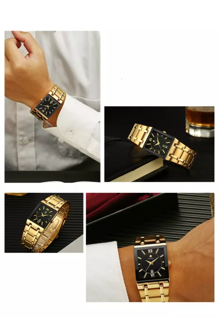 Buy OPCHIC Fully Automatic Non-mechanical Square Waterproof Men's Steel ...