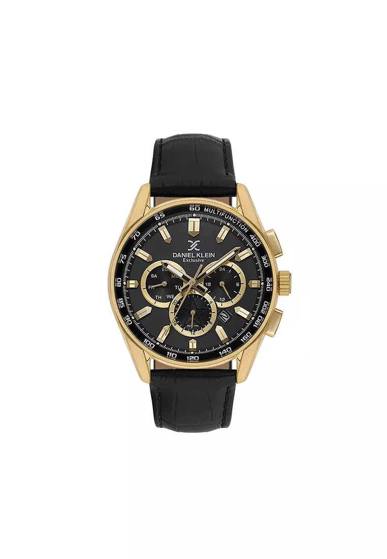 Daniel Klein Exclusive Men's Chronograph Watch Black Genuine Leather DK.1.14002-4 (PP-01) 2025 ...