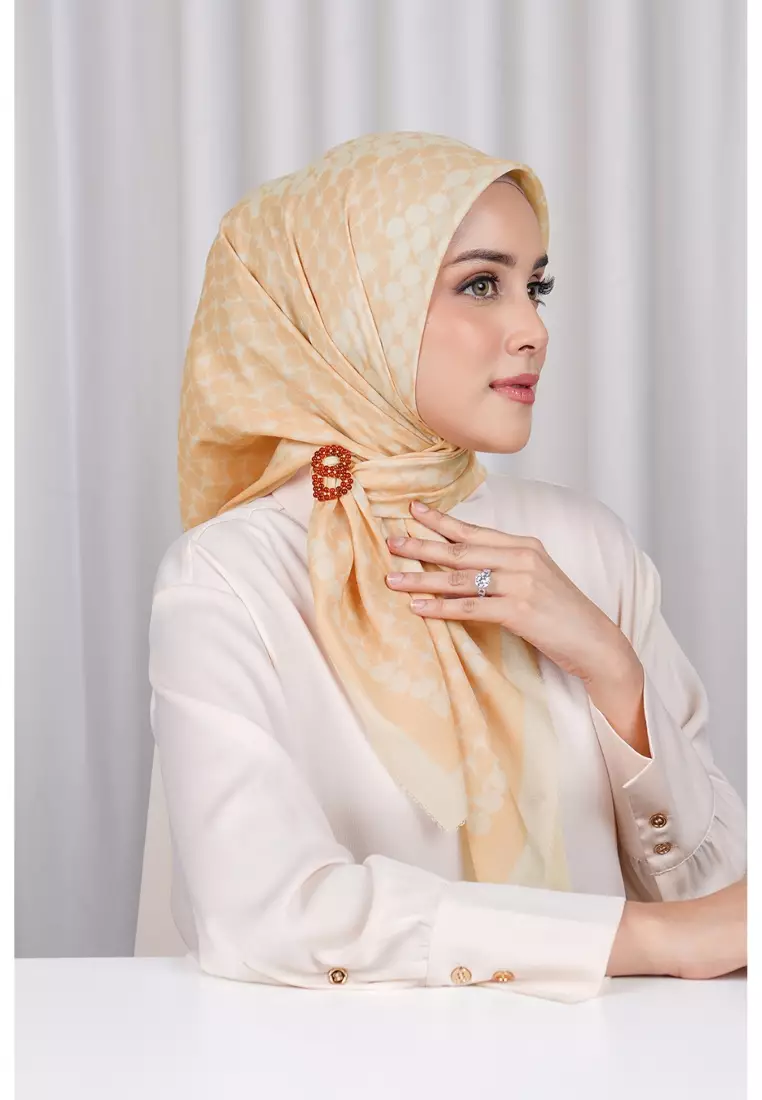 Buy Buttonscarves Mirarina Voile Square - Peach Fuzz 2026 Online | ZALORA