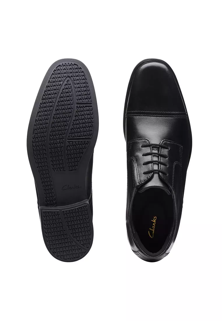 Buy Clarks Howard Cap Black Leather Mens Dress Shoes Online | ZALORA ...