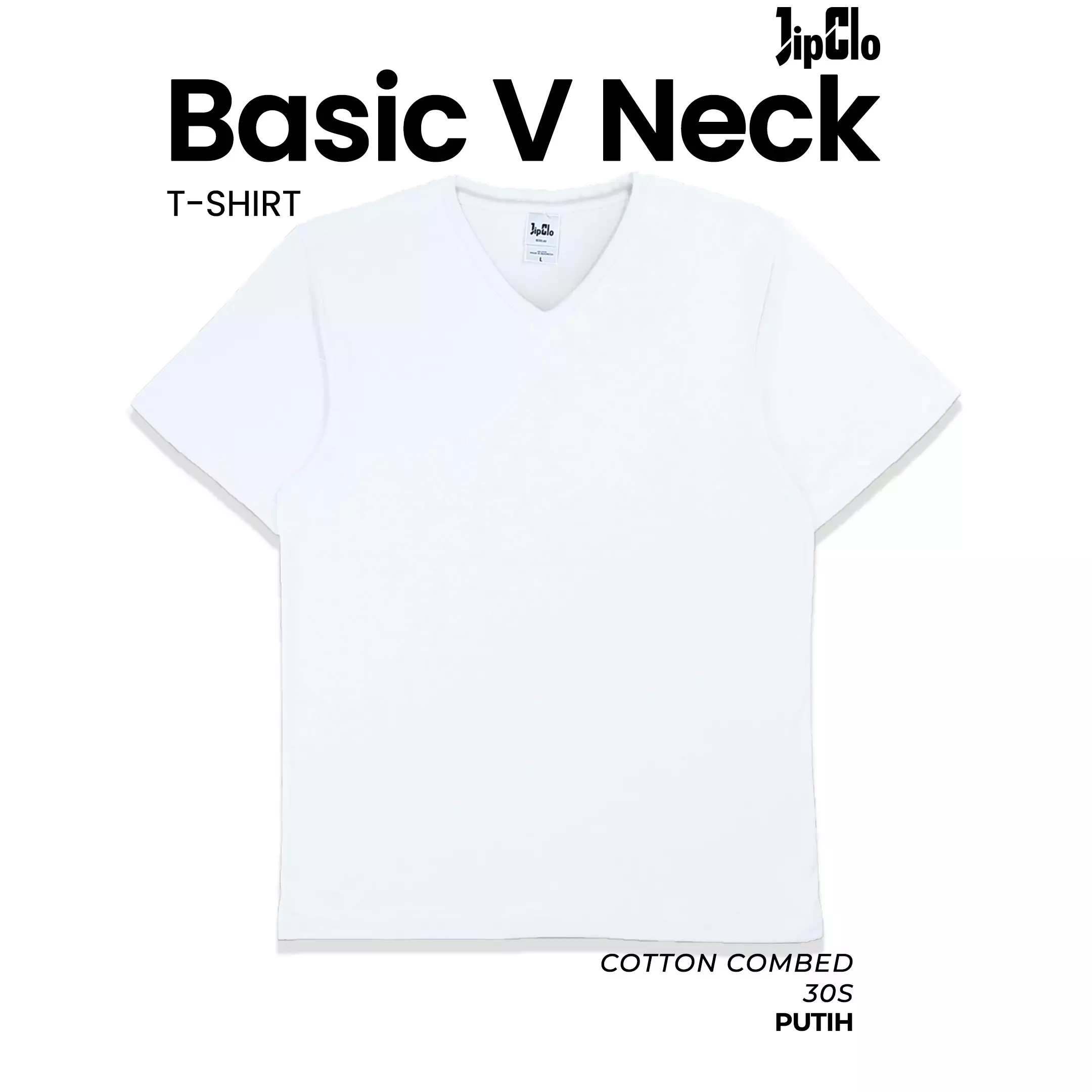 Jual Jipclo Jipclo Kaos Polos Basic V-Neck T-Shirt Cotton 30s Putih ...