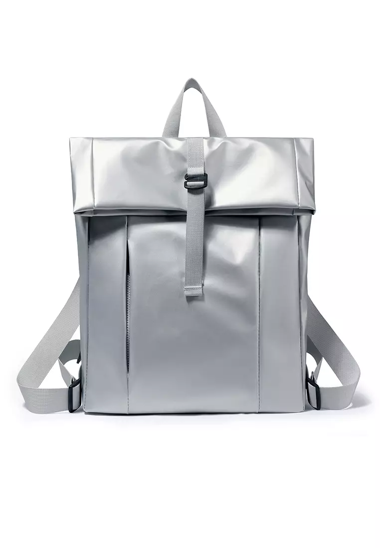 Buy Lara Men's Plain Capacious Water-repellent Wear-resistant Nylon Backpack - Silver Online ...