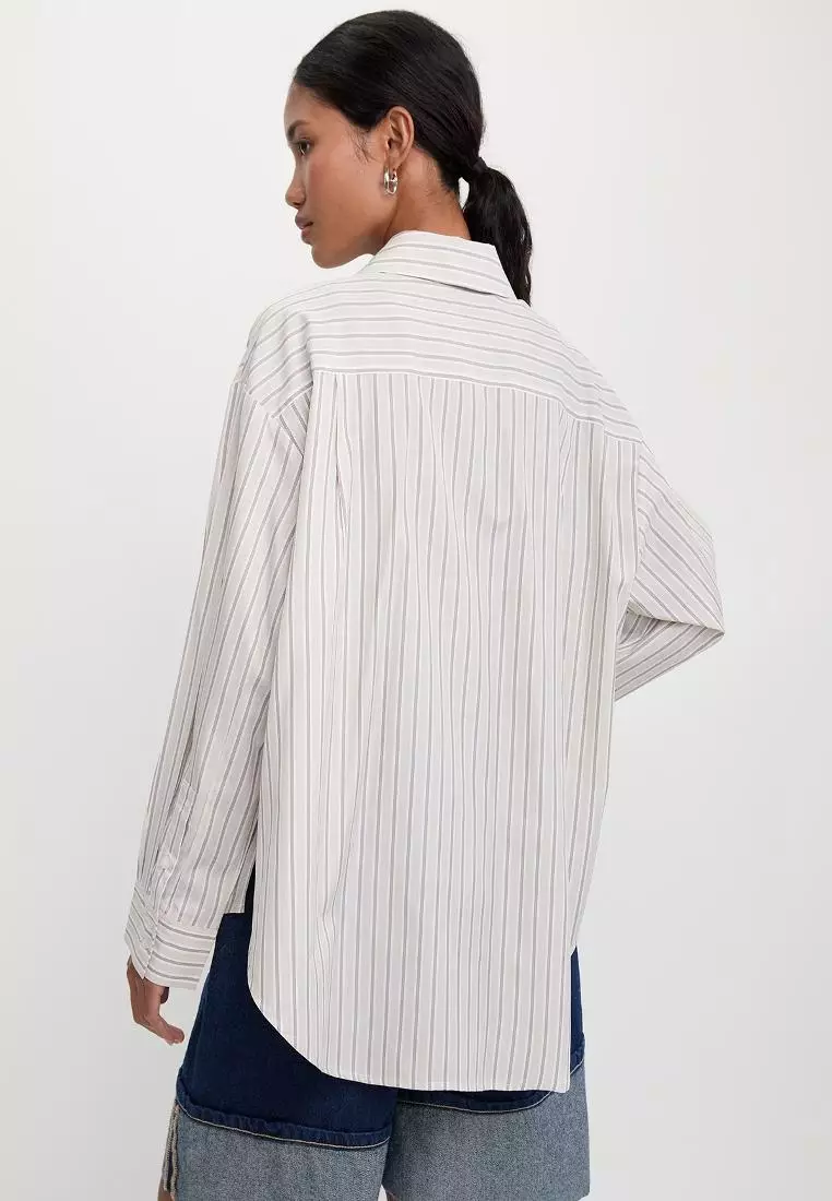 Buy Pomelo Heart Embroidered Striped Shirt 2026 Online | ZALORA Philippines
