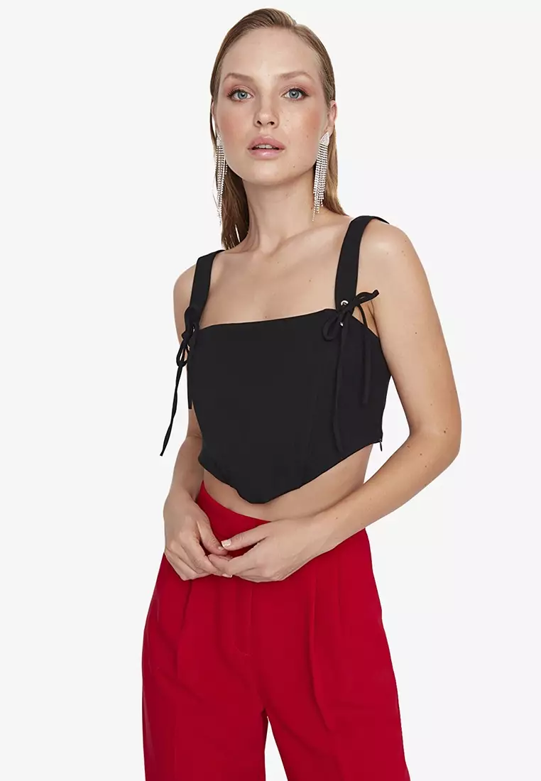 Jual Trendyol Lace Up Crop Top Original 2025 Zalora Indonesia