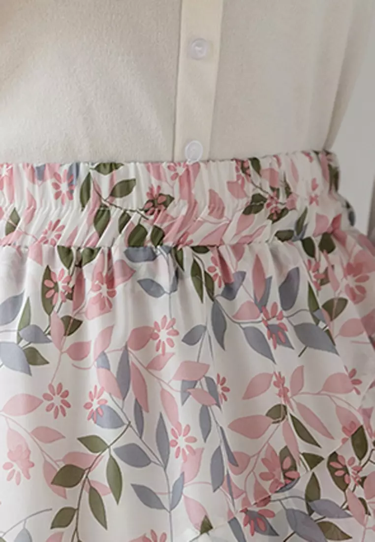 Buy Solace Floral Printed Ruffle Chiffon Skirt 2026 Online | ZALORA
