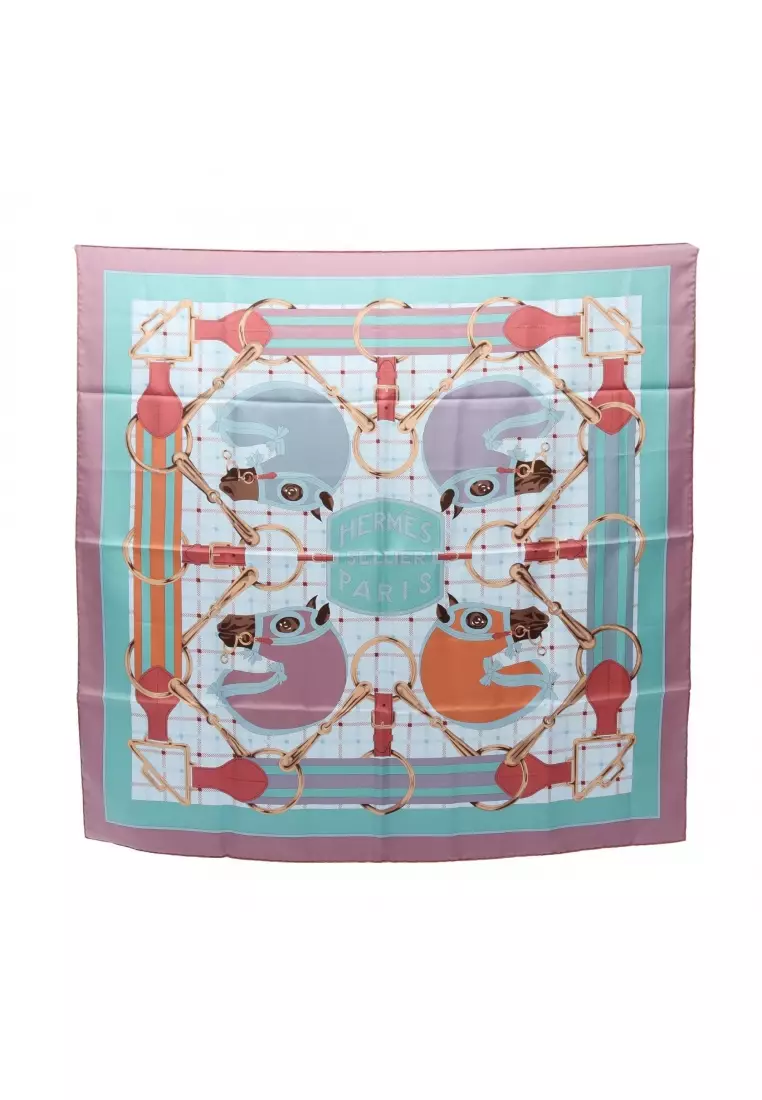 Buy Hermes Pre-Loved Hermès carres 90 Tatersale scarf silk Light blue ...