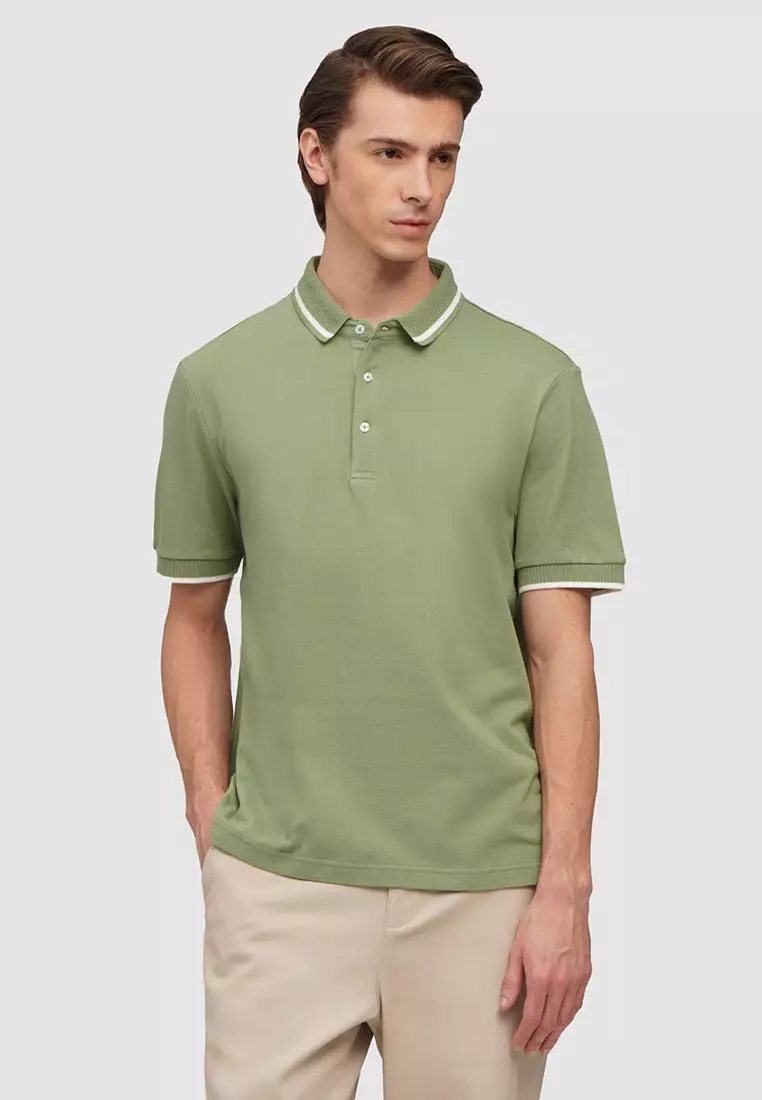 Buy MEMO Slim Fit Polo With Textured Collar And Cuff 2025 Online | ZALORA