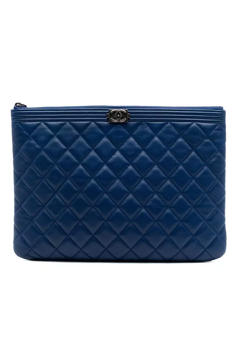 Buy CHANEL Pre-Loved Chanel Medium Quilted Lambskin Boy O Case Clutch ...