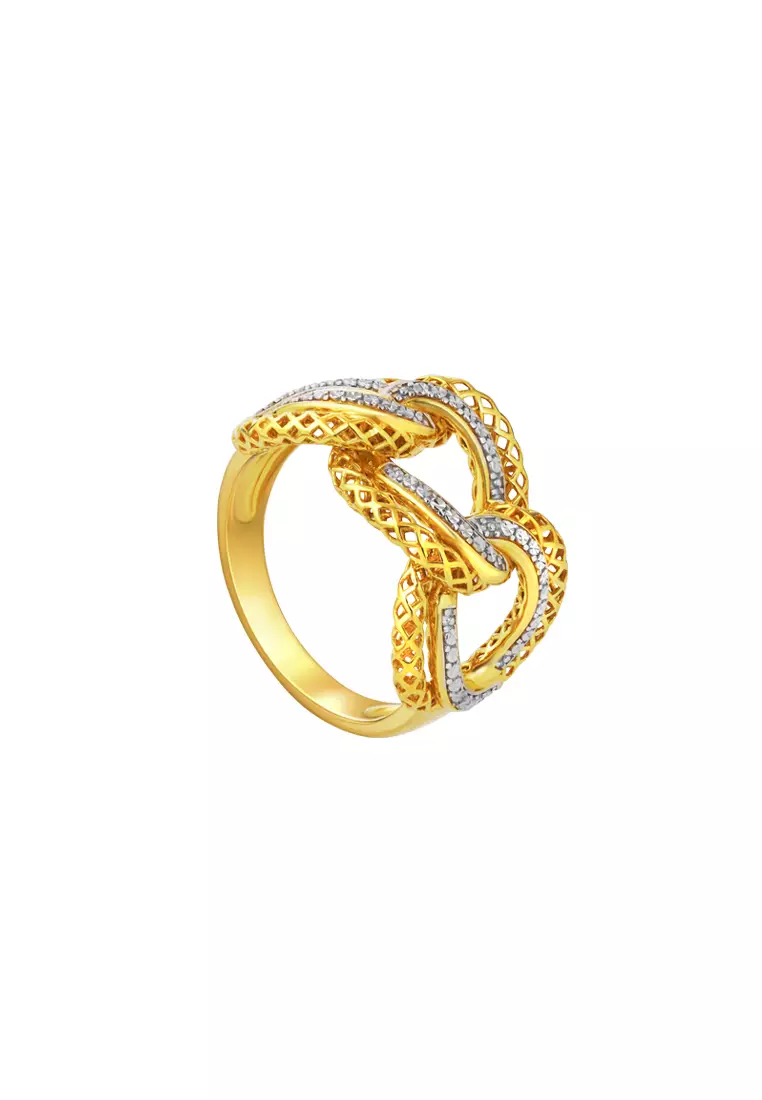 Buy TOMEI TOMEI Diamond Cut, The Klasik Series Ring, Yellow Gold 916 Online | ZALORA Malaysia