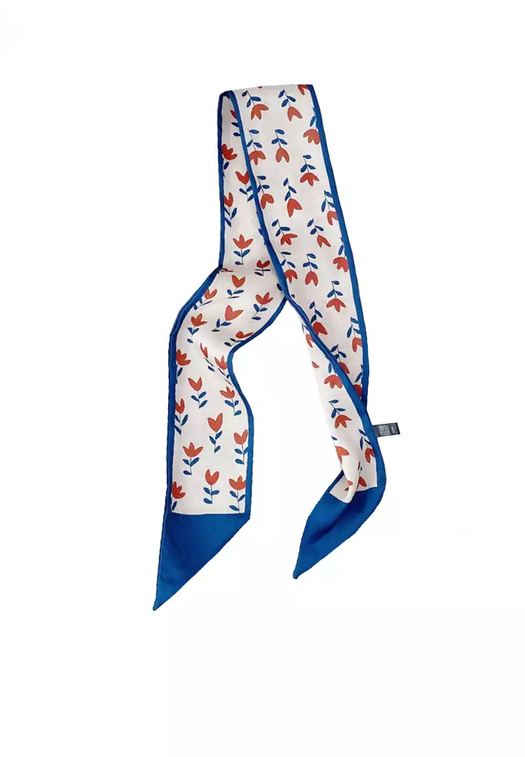 Buy Zitique Blue Geometric Pattern Long Silk Scarf 2024 Online