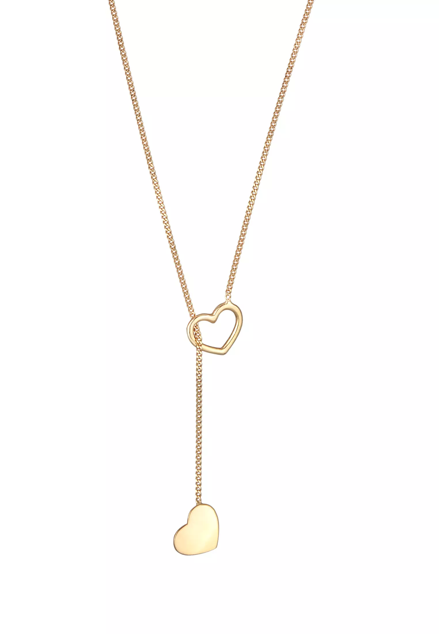 Buy ELLI GERMANY Double Heart Y-Necklace – Gold-Plated Silver 2026 ...