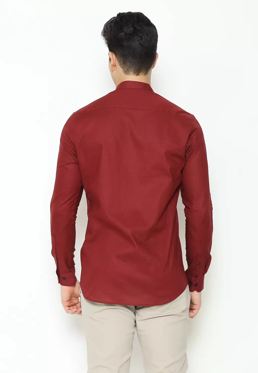 Jual Maginot MAGINOT Kemeja Pria KOKO Basic Polos Lengan Panjang DARK MAROON Original 2026 ...