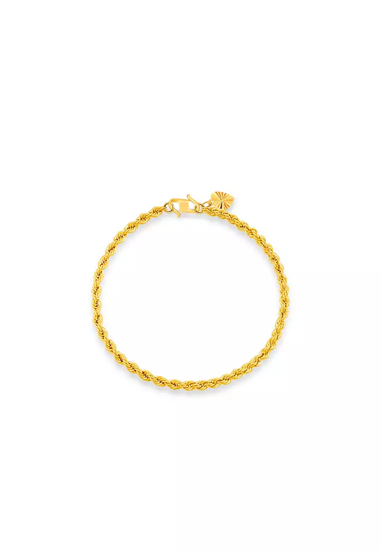 Buy MJ Jewellery 375/9K Gold Hollow Rope Chain Bracelet T004 (3.50MM ...