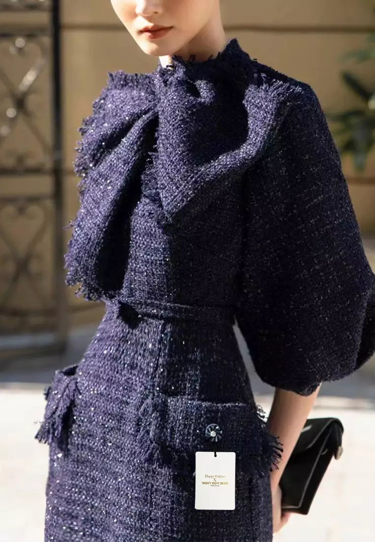 Buy Twenty Eight Shoes Tweed Bow Slim Cut Dress HZ1300 2025 Online | ZALORA