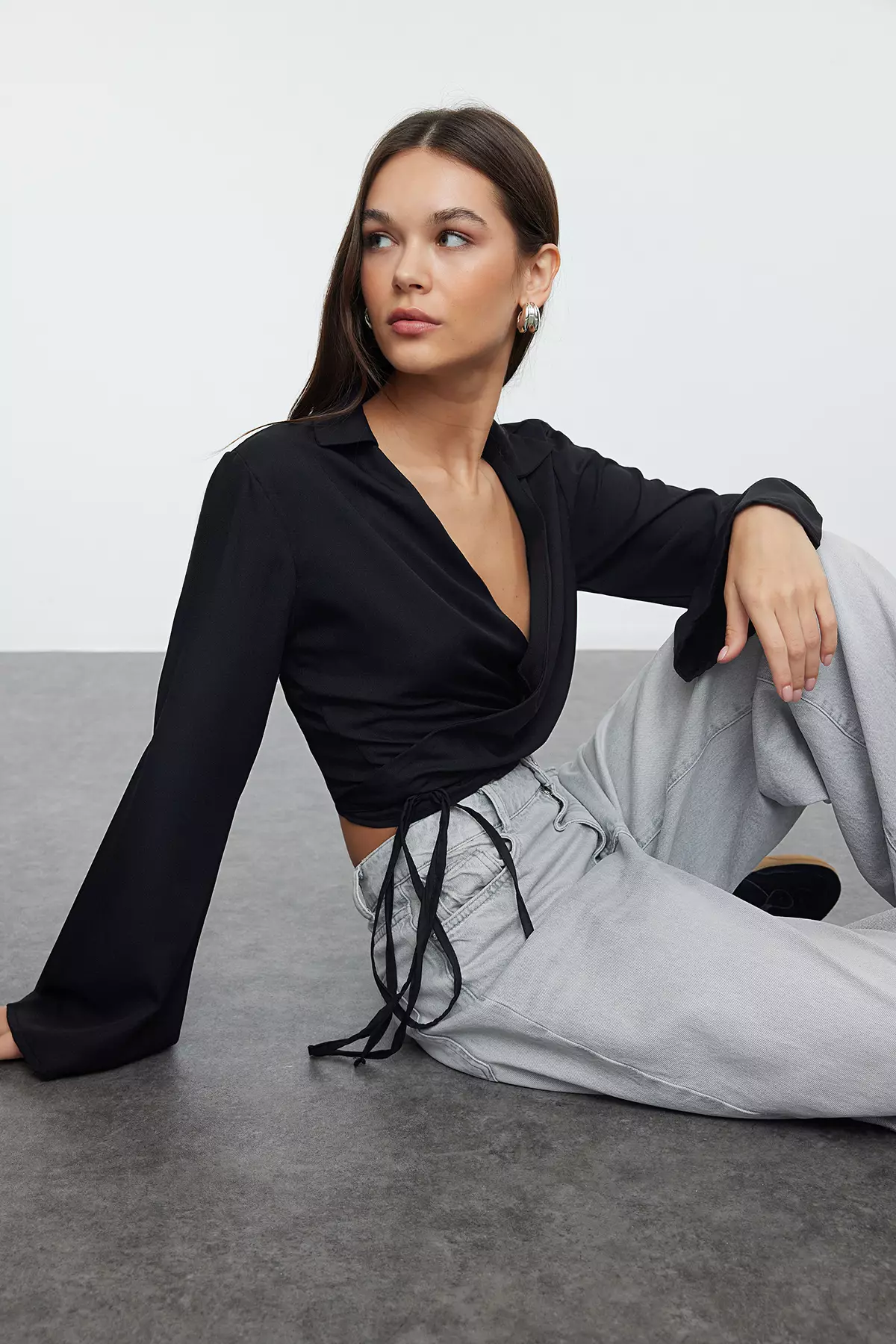 Buy Trendyol Crop Wrap Blouse Online | ZALORA Malaysia