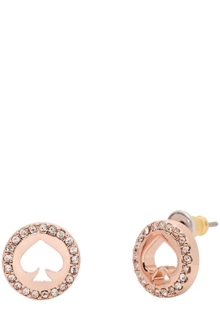 Buy Kate Spade Spot The Spade Pave Halo Spade Studs Earrings in Clear ...