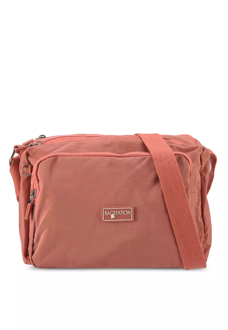 Jual Bagstation Crinkled Nylon Multi-Compartment Sling Bag Original ...
