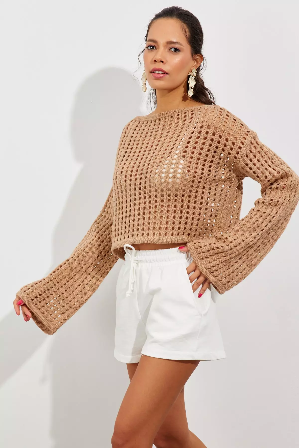 Buy Cool & Sexy Boat Neck Openwork Knit Top 2025 Online | ZALORA