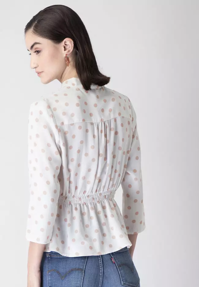 Buy Faballey Polka Pussy Bow Peplum Top Online Zalora Malaysia