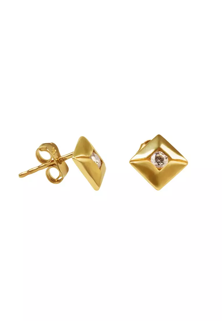 Buy Foundry 14k Diamond Shape Studs Gold 2025 Online | ZALORA Philippines