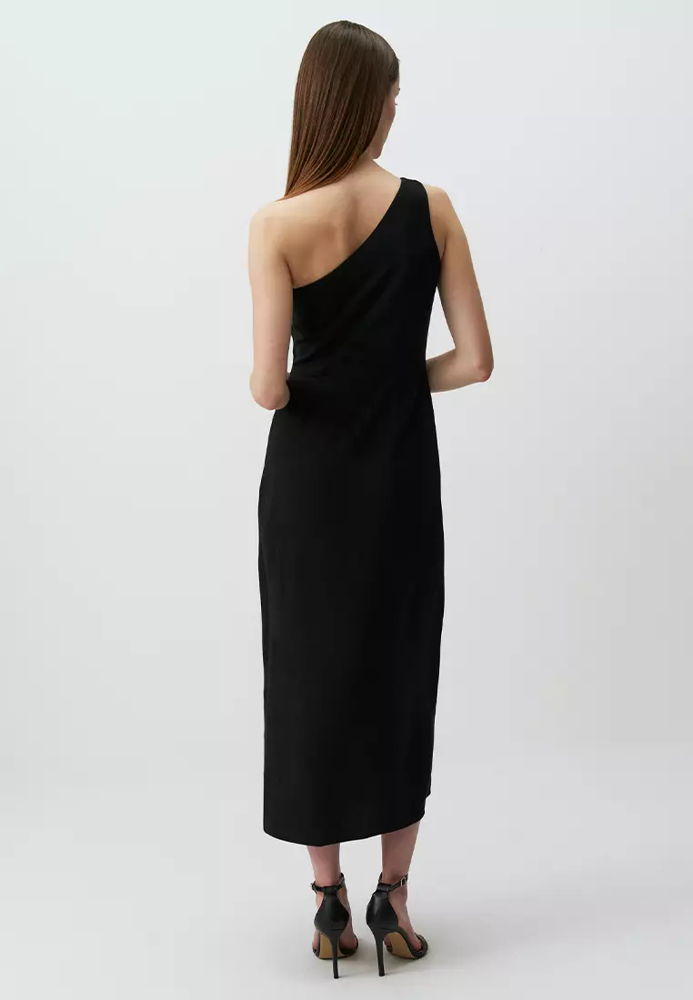 Jimmy Key Jimmy Key Black One Shoulder Slit Midi Linen Dress 2024 | Buy ...