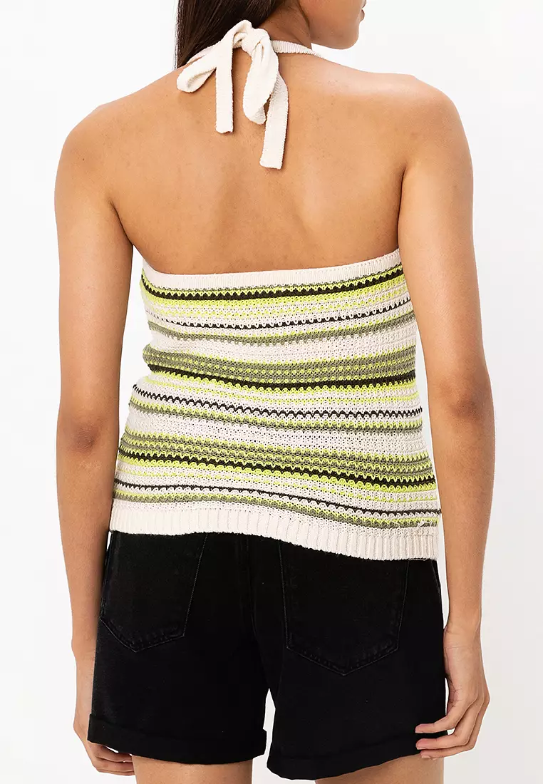 Buy ONLY Halter Neck Stripe Knit Top 2025 Online | ZALORA