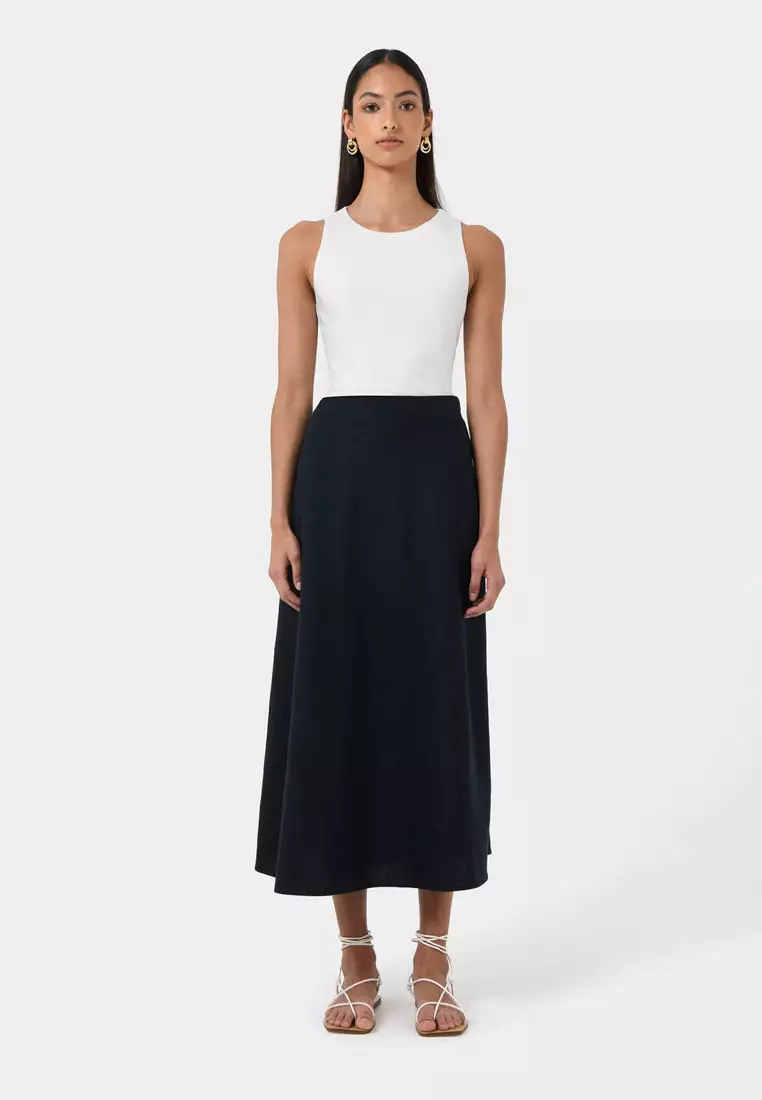 Buy FORCAST Kade Linen Blend Midi Skirt 2025 Online | ZALORA