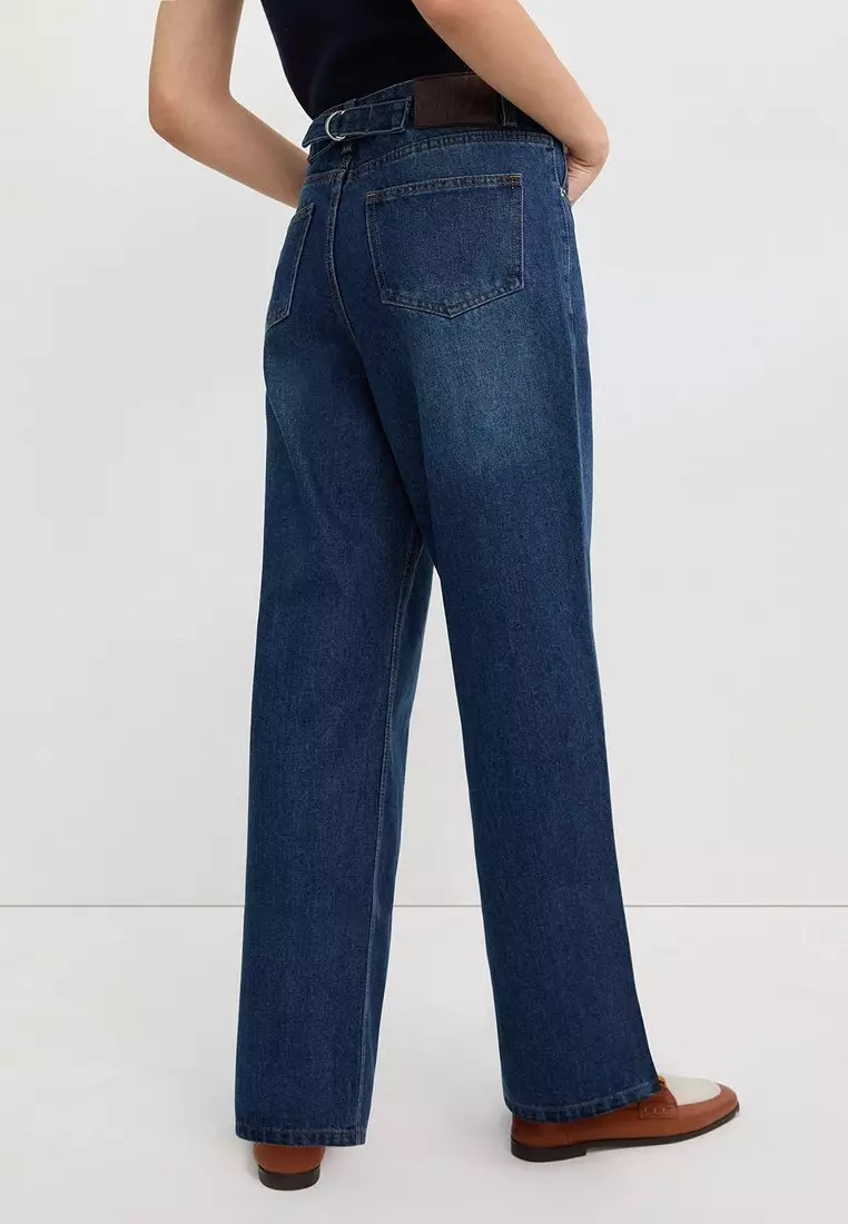 Buy Pomelo High Rise Wide Leg Jeans - Blue 2026 Online | ZALORA