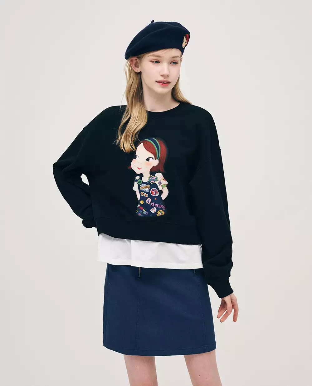Jual Youk Shim Won Hemline Layered Sweatshirt F Icon Ria Original 2026 ...
