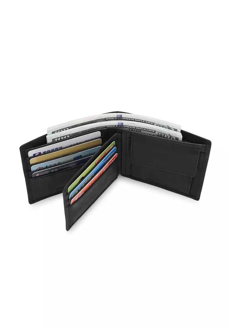 Buy Volkswagen Men's RFID Genuine Leather Bi Fold Center Flap Short ...