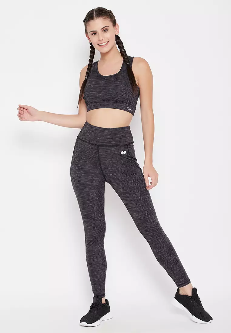 Clovia Clovia Snug Fit High-Rise Ankle-Length Active Tights in Black ...