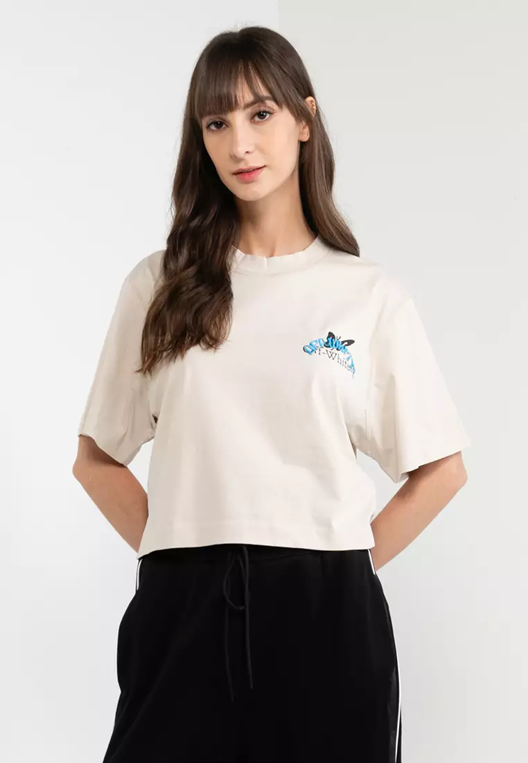 Buy Off-White Butterfly Cropped T-Shirt (ik) 2025 Online | ZALORA ...