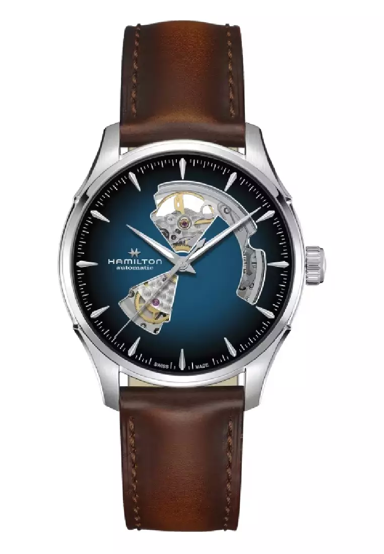 Buy Hamilton Hamilton Jazzmaster Open Heart Auto Leather H32675540 ...