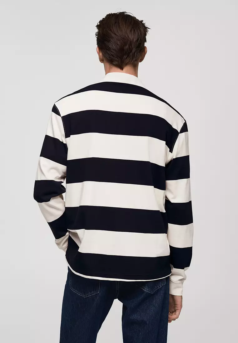 Buy MANGO Man 100% Cotton Striped Regular Fit Polo Shirt Online ...