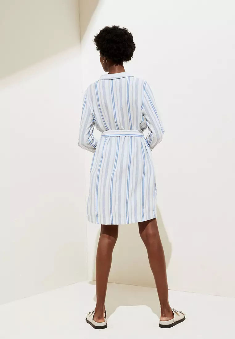 Jual Marks & Spencer Linen Rich Striped Knee Length Shirt Dress Original 2025 | ZALORA Indonesia