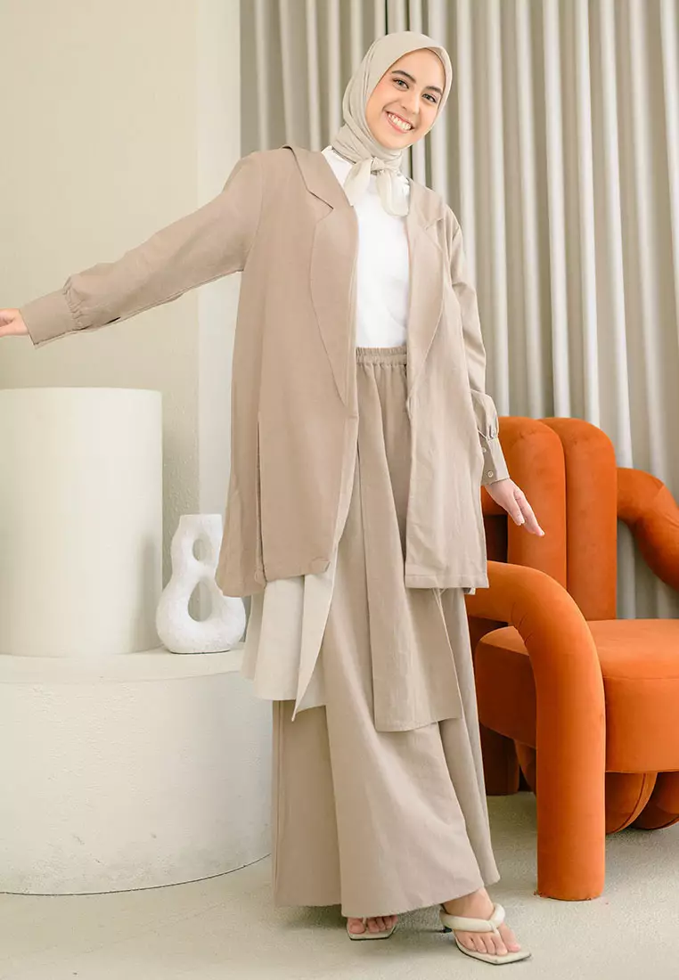 Jual Lozy Hijab Tami Set (One Set Linen Skirt & Outer) Cappuccino Original 2024 | ZALORA Indonesia