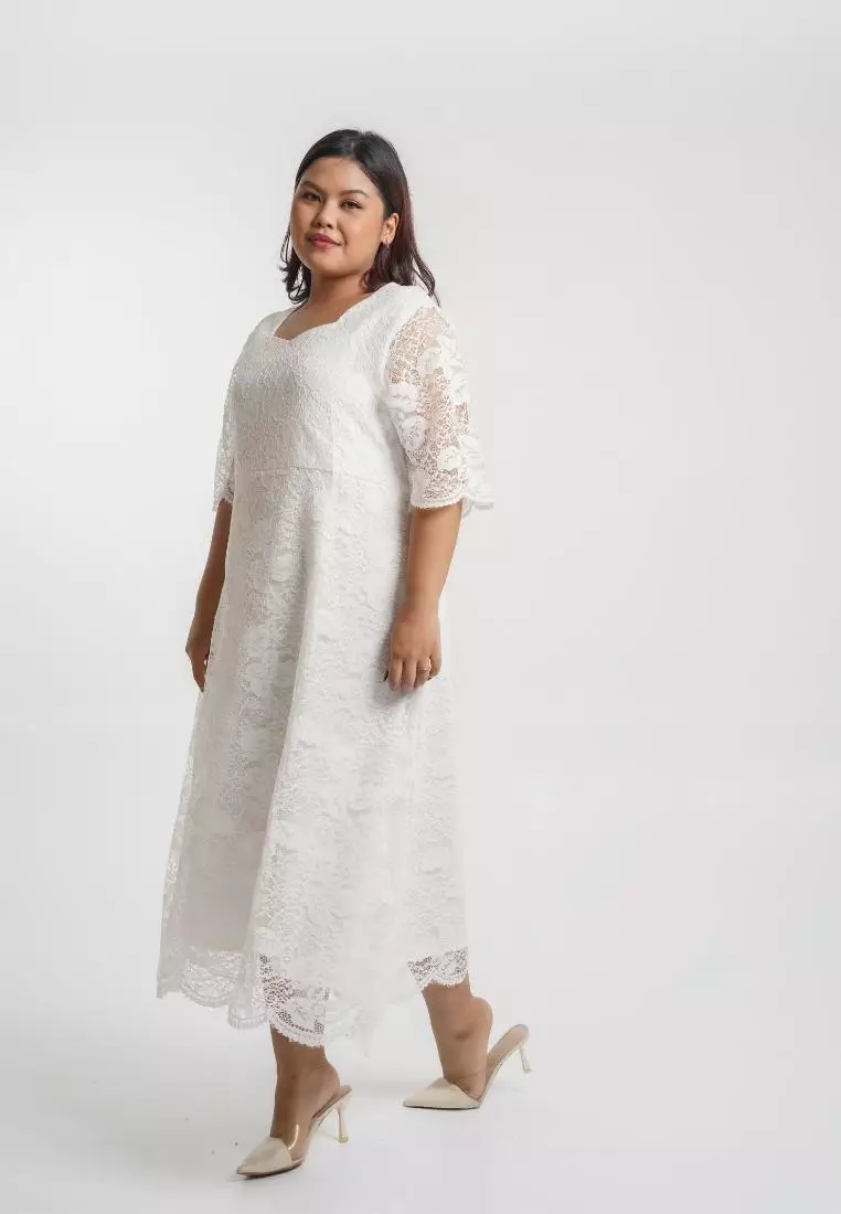 Jual Xtramiles Plus Size Party Dress Jessaline Broken White Original ...