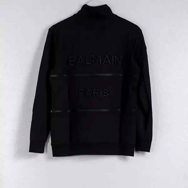 Jual Balmain Jacket BALMAIN MULTI TEXT EMBROIDERY BLACK ZIP JACKET 100% ...