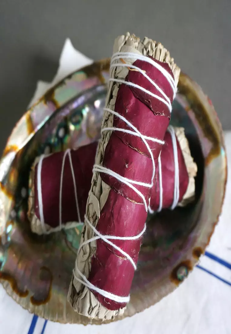 diseno Living California Rose Petals White Sage Smudge Stick - 4" Vacuum Packed (Own Farm In ...