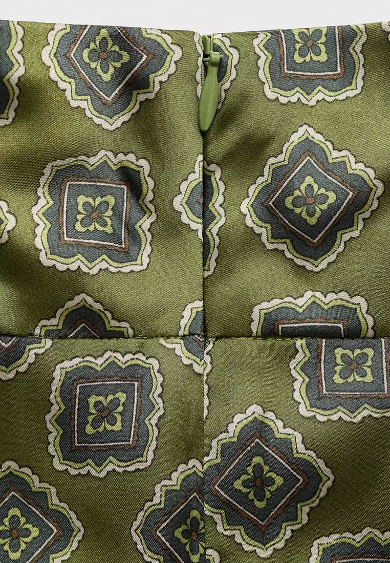 Buy Mango Satin Blouse With Geometric Pattern 2025 Online | ZALORA ...