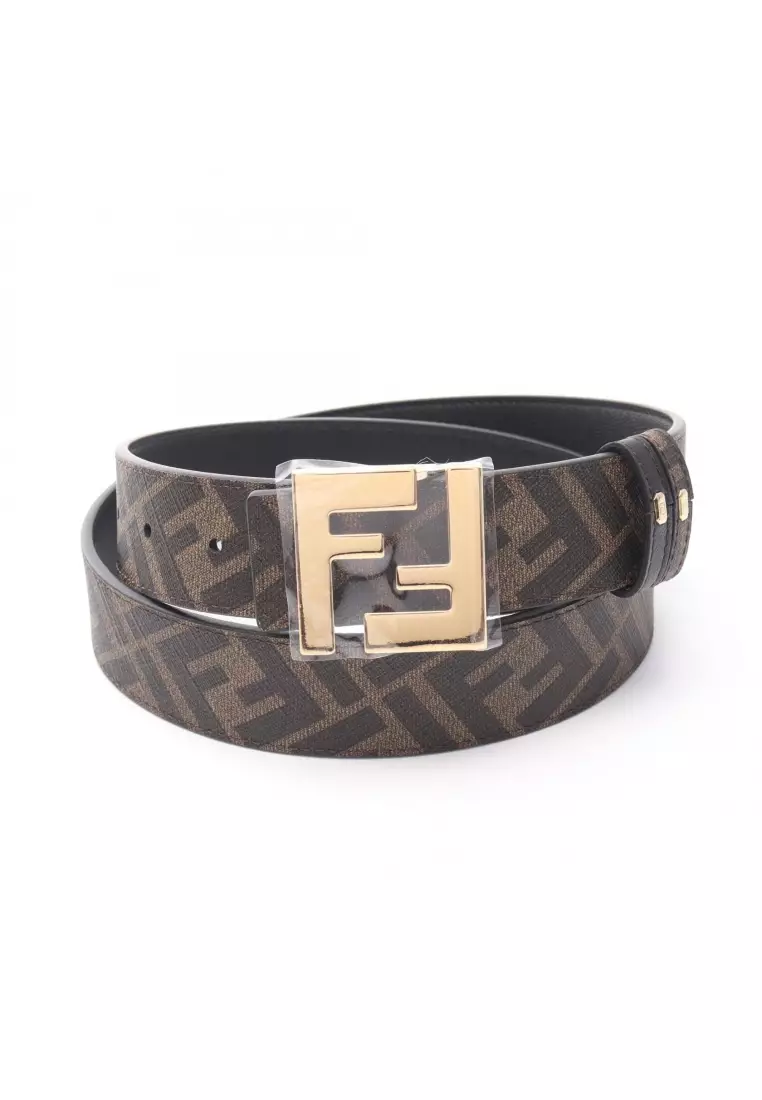 Buy FENDI Pre-Loved Fendi FF logo buckle belt leather black Brown Online | ZALORA Malaysia