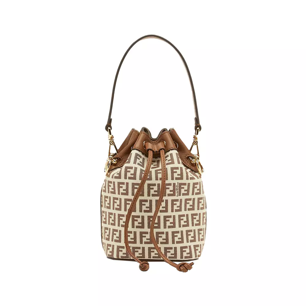 Jual Fendi Mini Mon Tresor FF Logo Fabric Leather White Brown Original ...