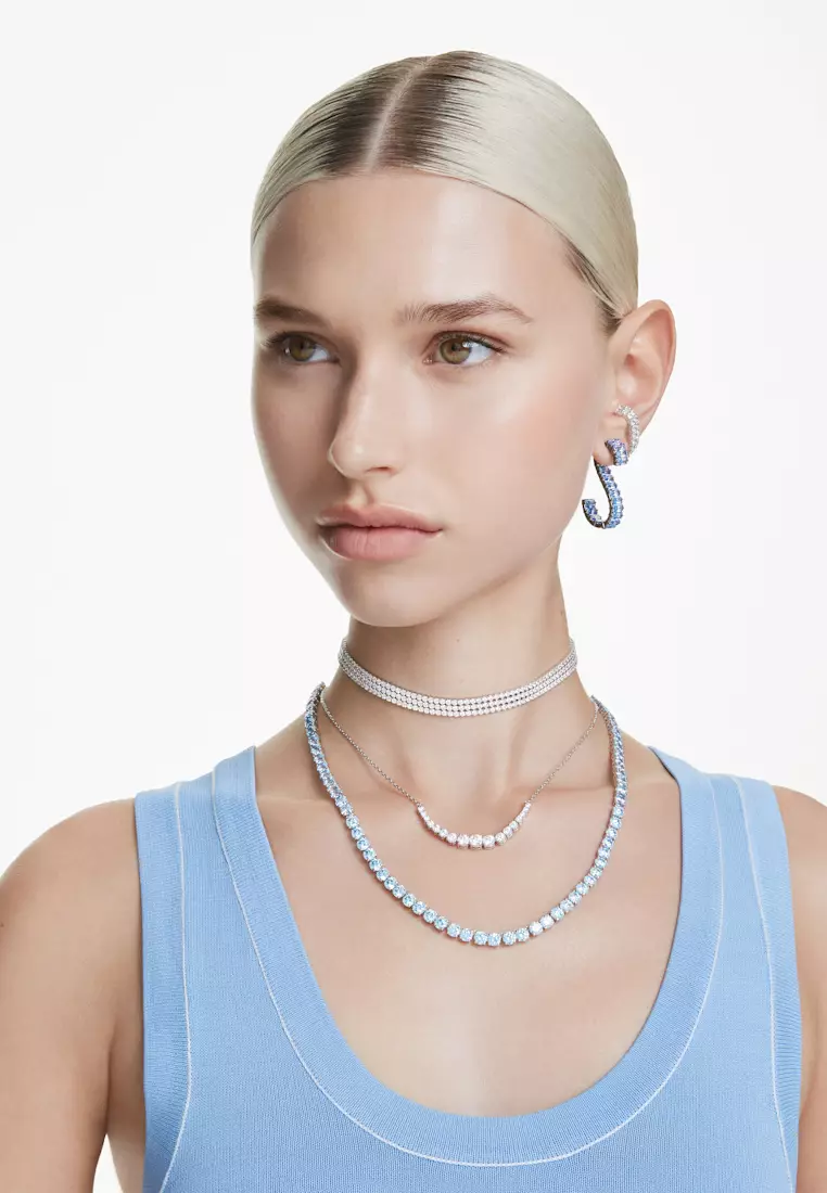 Buy Swarovski Matrix necklace, Gradient of round cuts, White, Rhodium ...