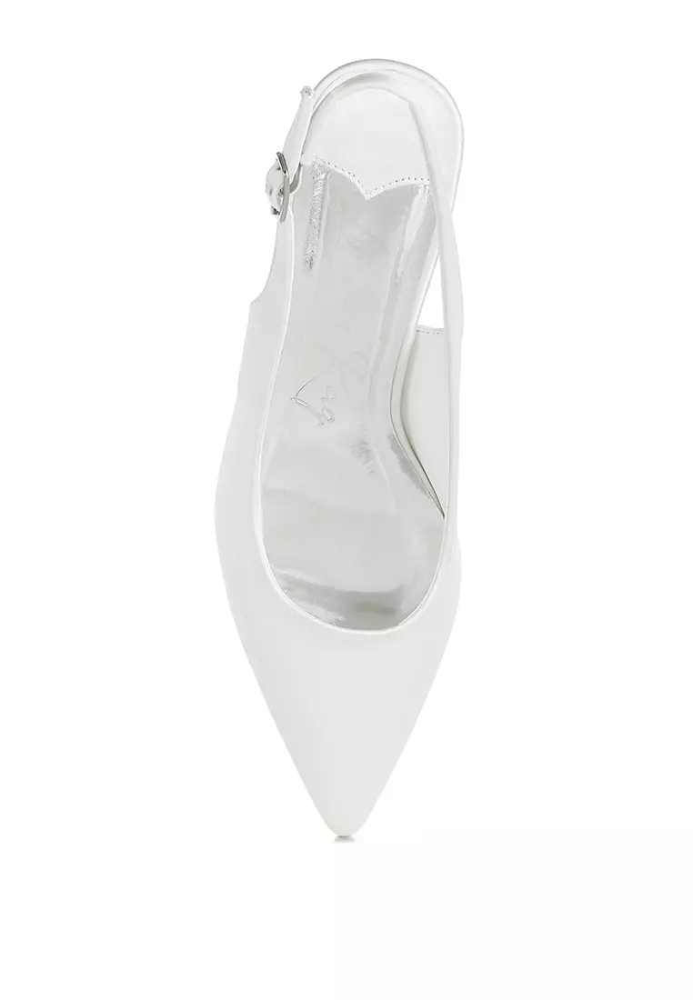 Buy London Rag Satin Pointed Toe Slingbacks in White Online | ZALORA ...