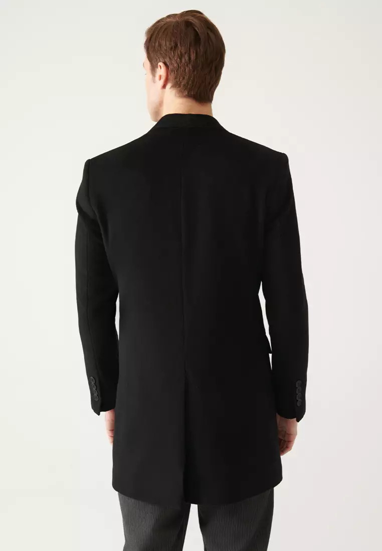 Buy Avva Mens Black Slit Wool Stitch Comfort Fit Coat Online | ZALORA ...