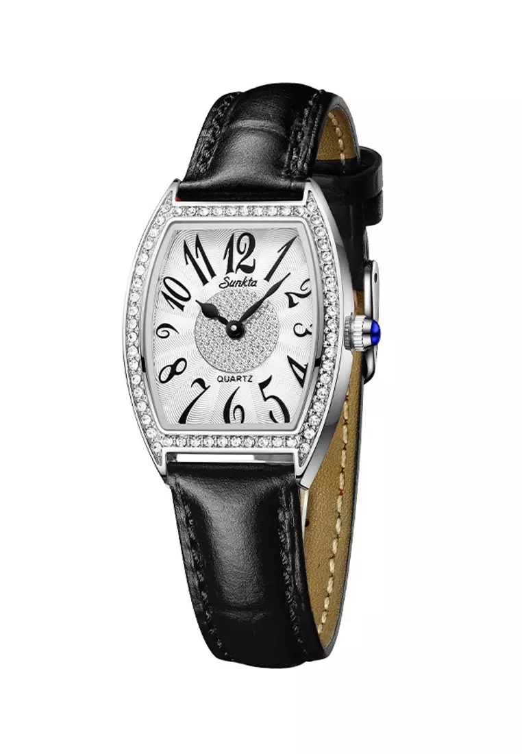 LIGE SUNKTA Ladies Quartz Watch, 34x25mm, Stainless Steel, Paved with ...