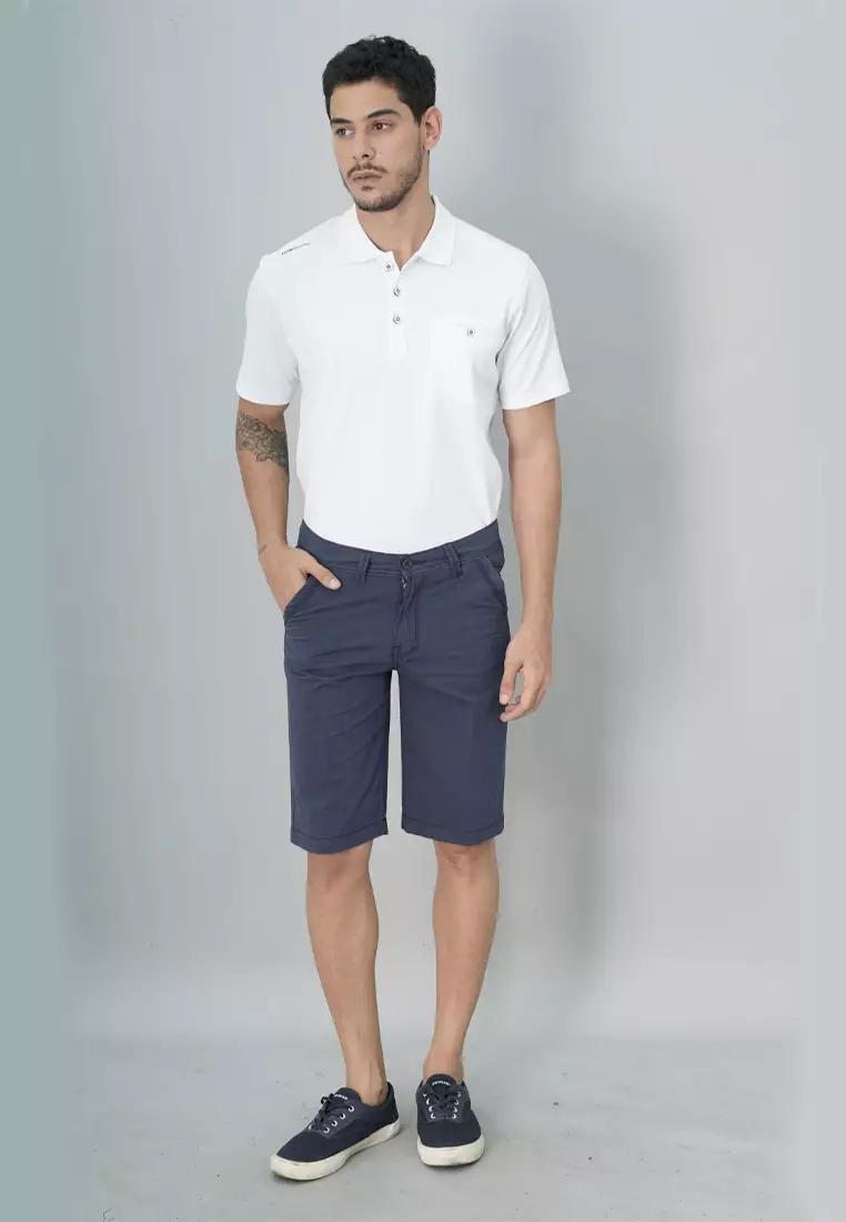 Jual LGS LGS - Celana Pendek Casual Pria Motif Polos Warna Navy Reguler ...