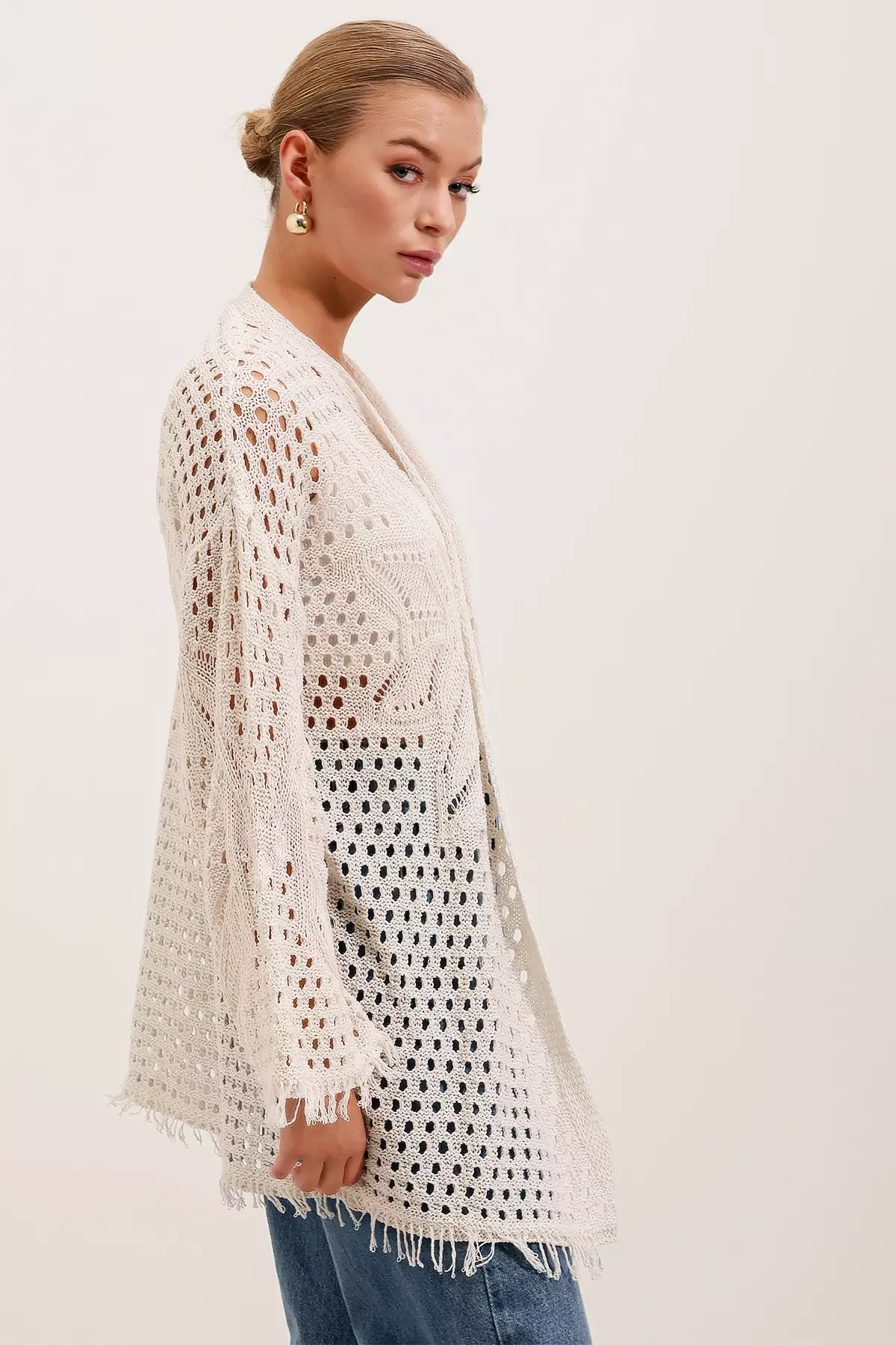 Jual Bigdart Openwork Oversized Crop Cardigan Stone Original 2024 ...